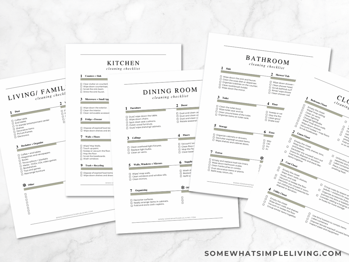 Printable Cleaning Checklists for Every Room