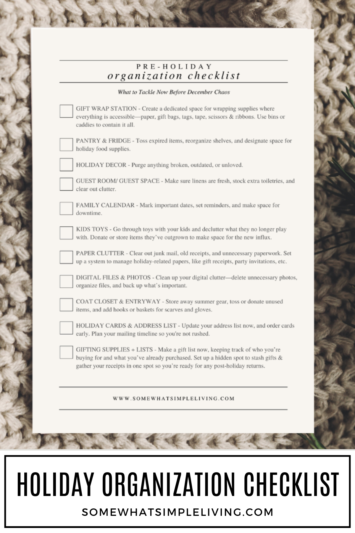 Pre-Holiday Organization Checklist